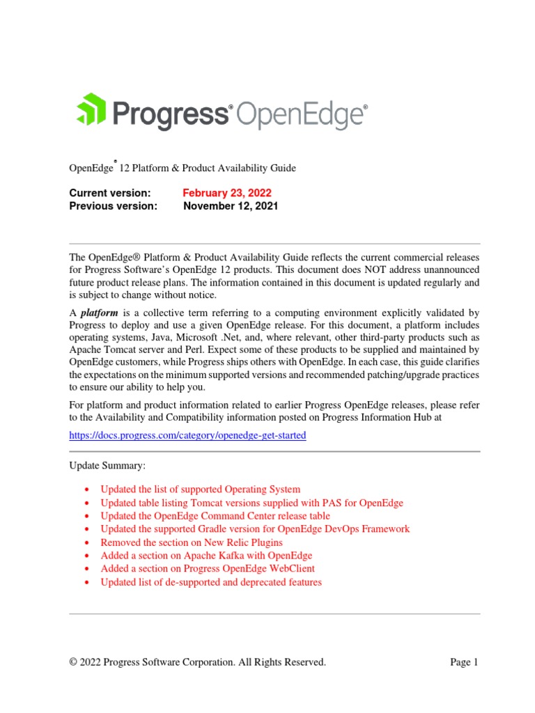 OpenEdge 12 Product Availability Guide | PDF | Microsoft Windows ...