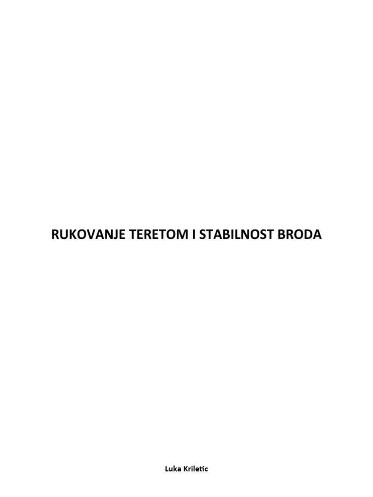 Rukovanje Teretom I Stabilnost Broda - F | PDF