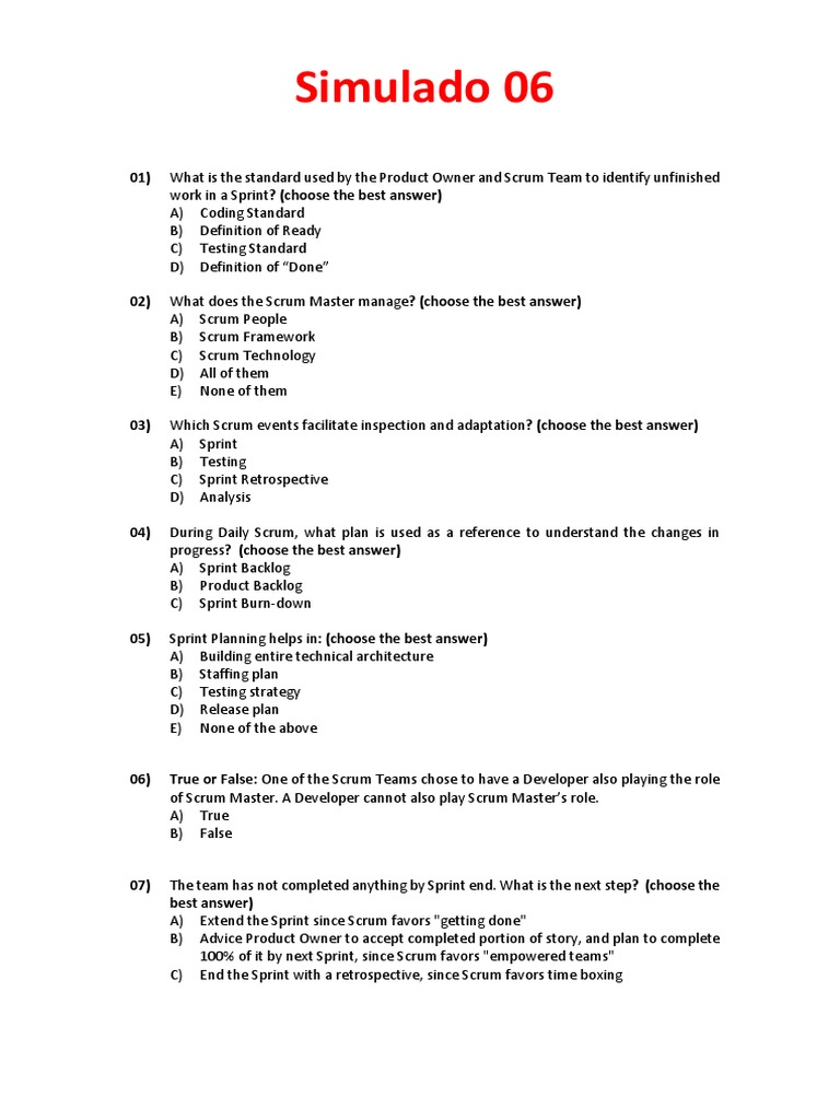 Simulado 6 | Download Free PDF | Scrum (Software Development) | Information Technology Management