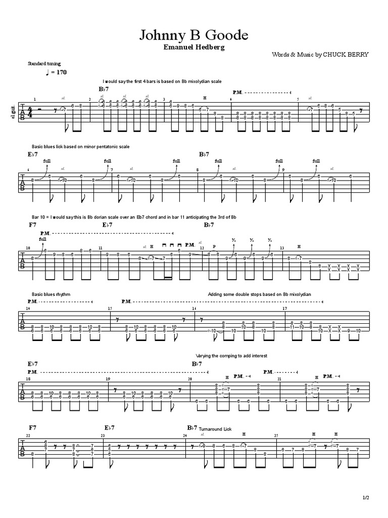 Chuck Berry - Johnny B Goode Arrangement by Emanuel Hedberg | PDF ...