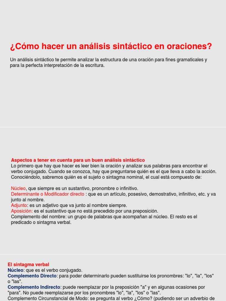Presentacion Analisis Sintactico Copia | PDF | Verbo | Asunto (gramática)