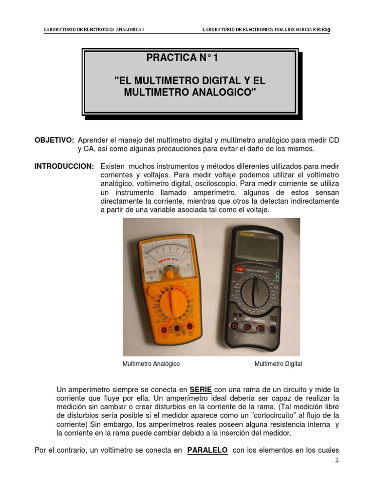 p1 - Multimetro Digital y Analogico - 2 | PDF | Electrónica | Corriente ...