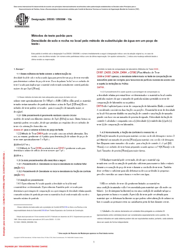 ASTM - D5030 - D5030M - 13a.en - PT - Traduzido | PDF | Libra (massa ...