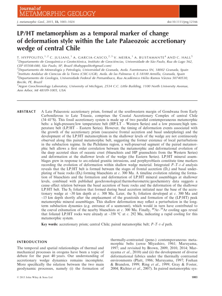 Hyppolito Et Al-2015-Journal of Metamorphic Geology | PDF | Earth ...