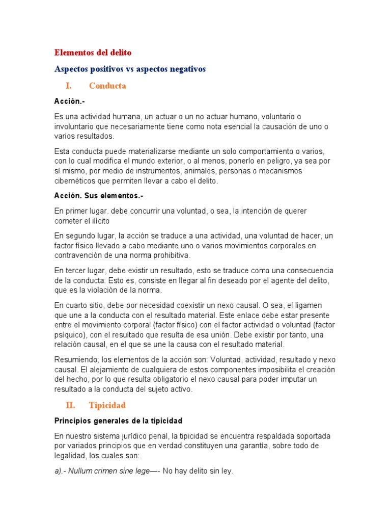 Elementos Del Delito | PDF | Derecho penal | Intención (Derecho Penal)