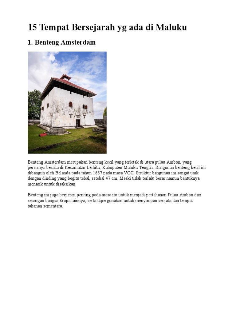 15 Tempat Bersejarah Yg Ada Di Maluku | PDF