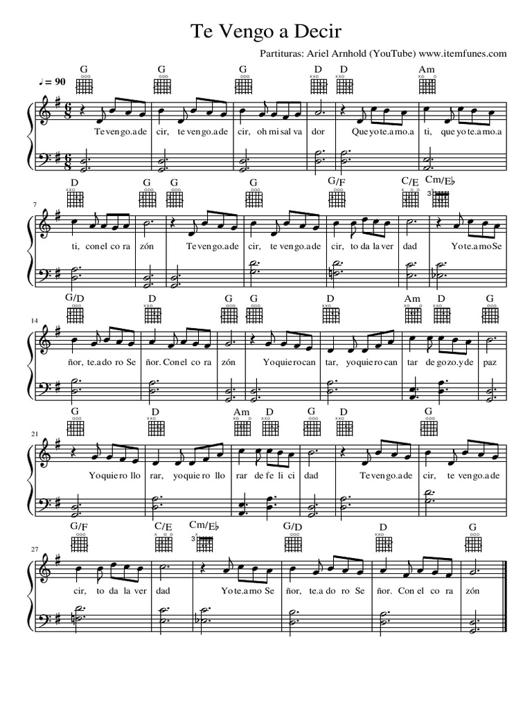 Partituras de "Te Vengo a Decir" | PDF