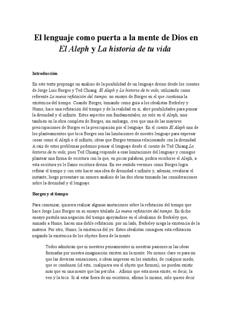 El Lenguaje Como Puerta A La Mente de Dios en El Aleph y La Historia de ... El Lenguaje Como Puerta A La Mente de Dios en El Aleph y La Historia de ...