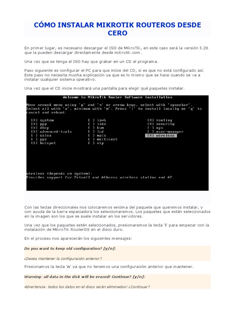 01 Cómo Instalar MikroTik RouterOS Desde Cero | PDF | Disco compacto | Hardware de la computadora