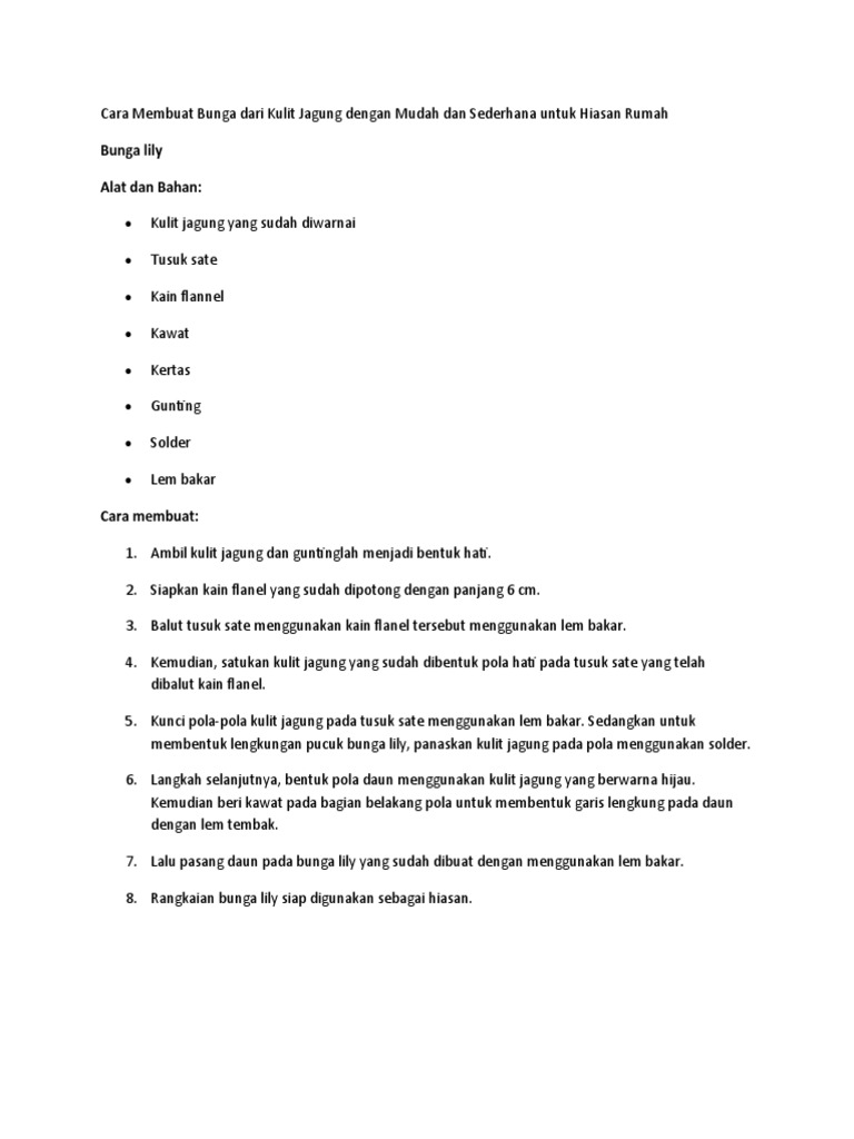 Cara Membuat Bunga Dari Kulit Jagung Dengan Mudah Dan Sederhana Untuk