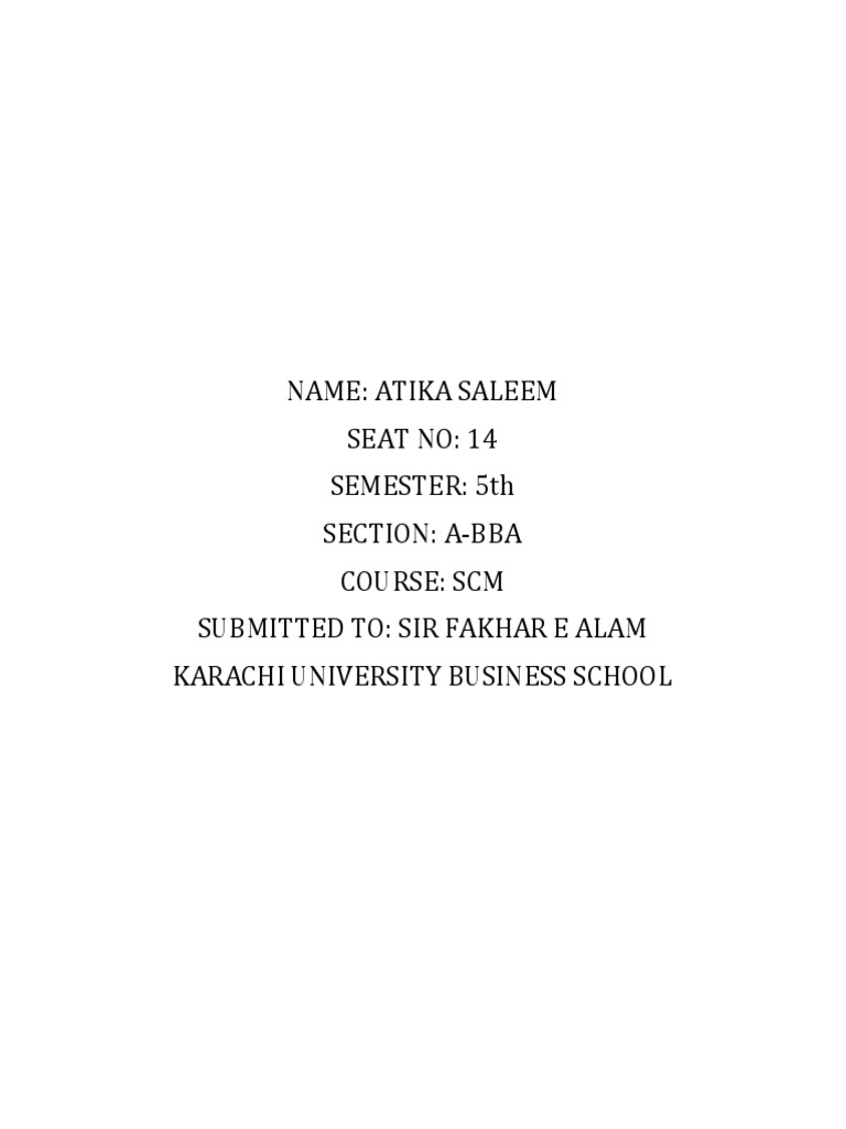 ATIKA SALEEM SCM Assignment. | PDF | Business Economics | Computer Science