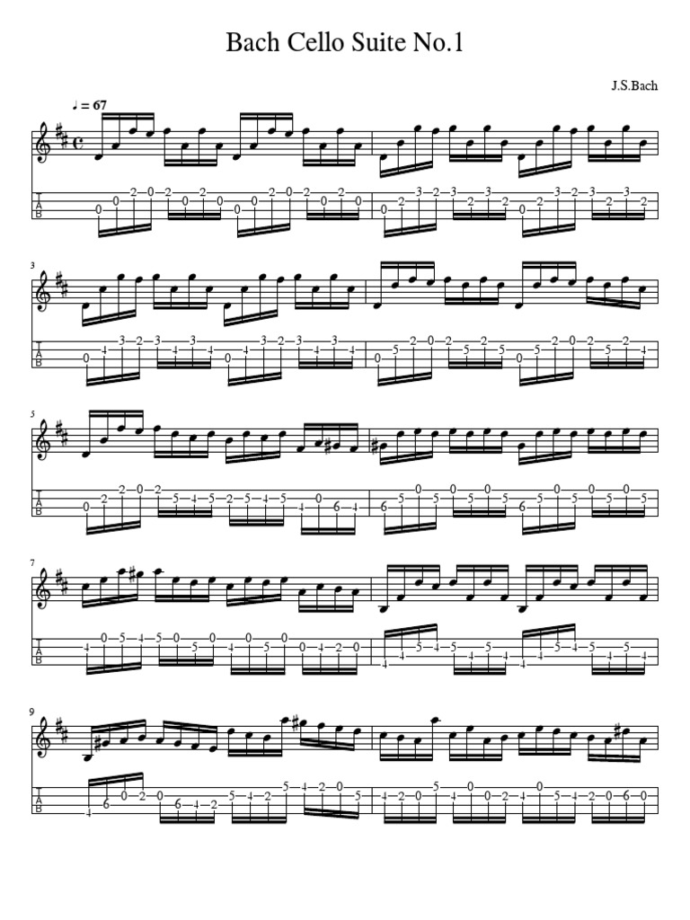 Tab Bach Cello Suit 2915 826121632019 | PDF | Classical Music | Johann ...