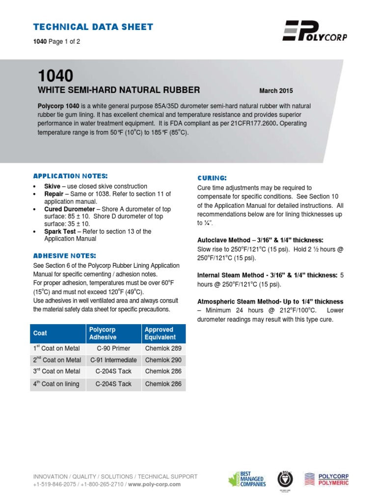 White Semi-Hard Natural Rubber: Technical Data Sheet | PDF | Chemistry | Physical Sciences
