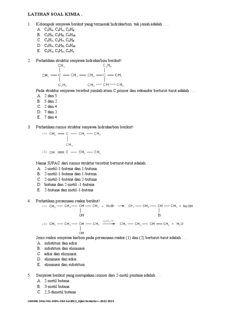 Latihan Soal Kimia Kelas Xi | PDF
