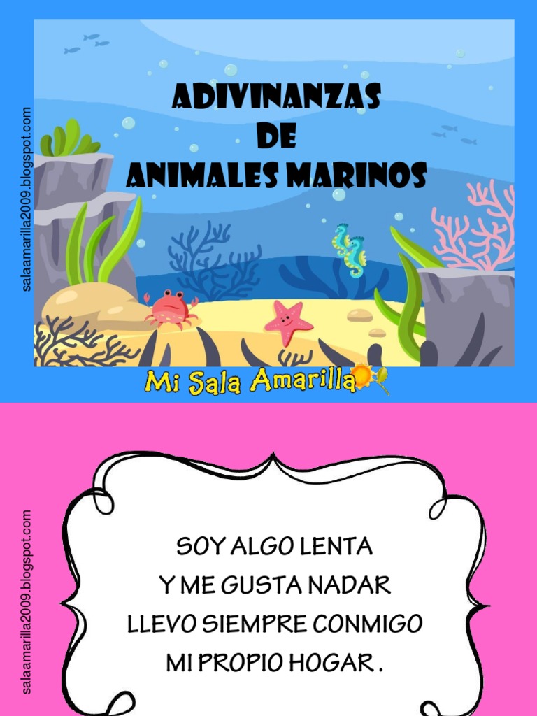 Adivinanzas sobre diversos animales marinos | PDF