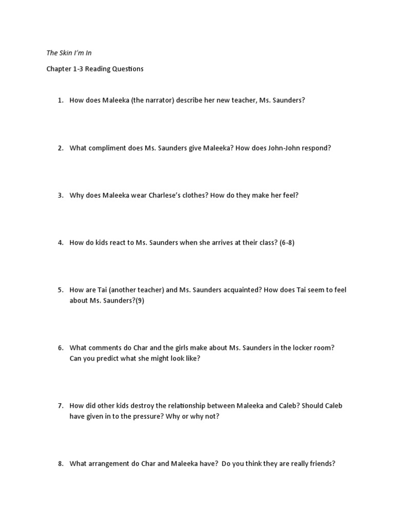 Exploring Characters in "The Skin I'm In" | PDF