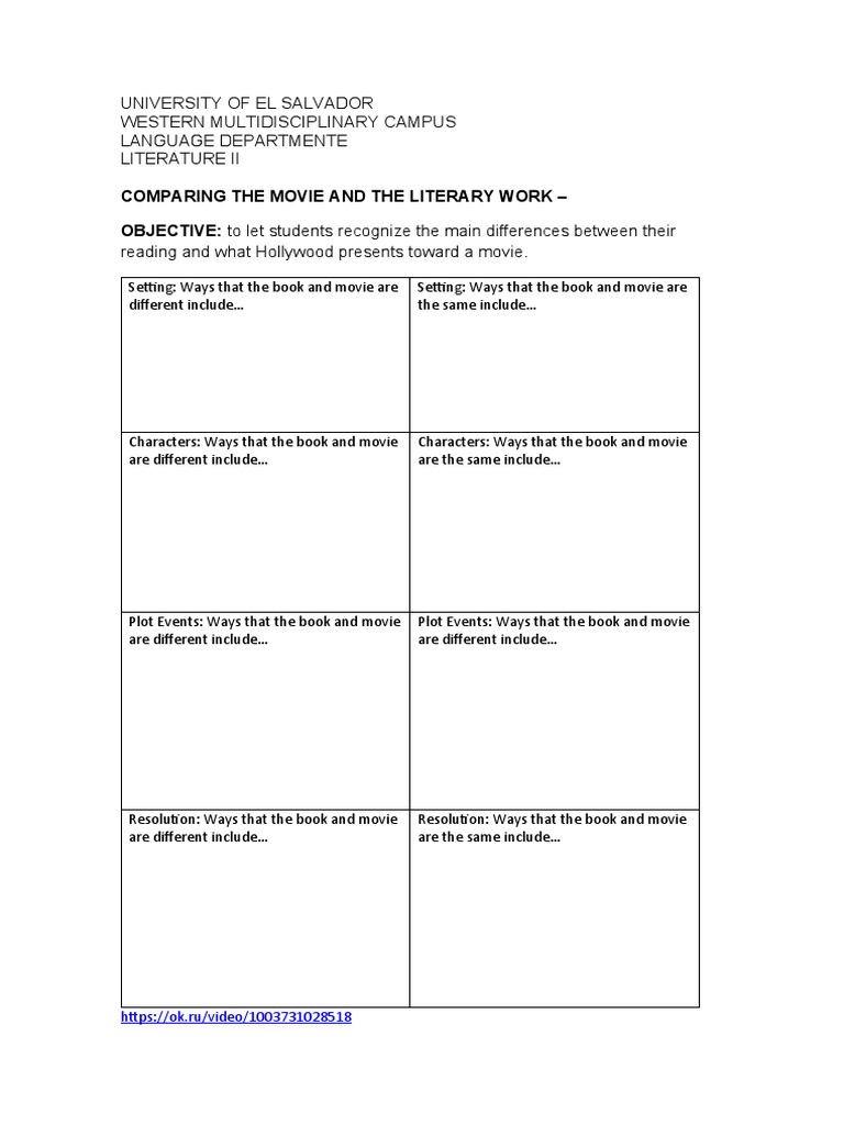 A Guide To Compare A Movie and The Book | PDF