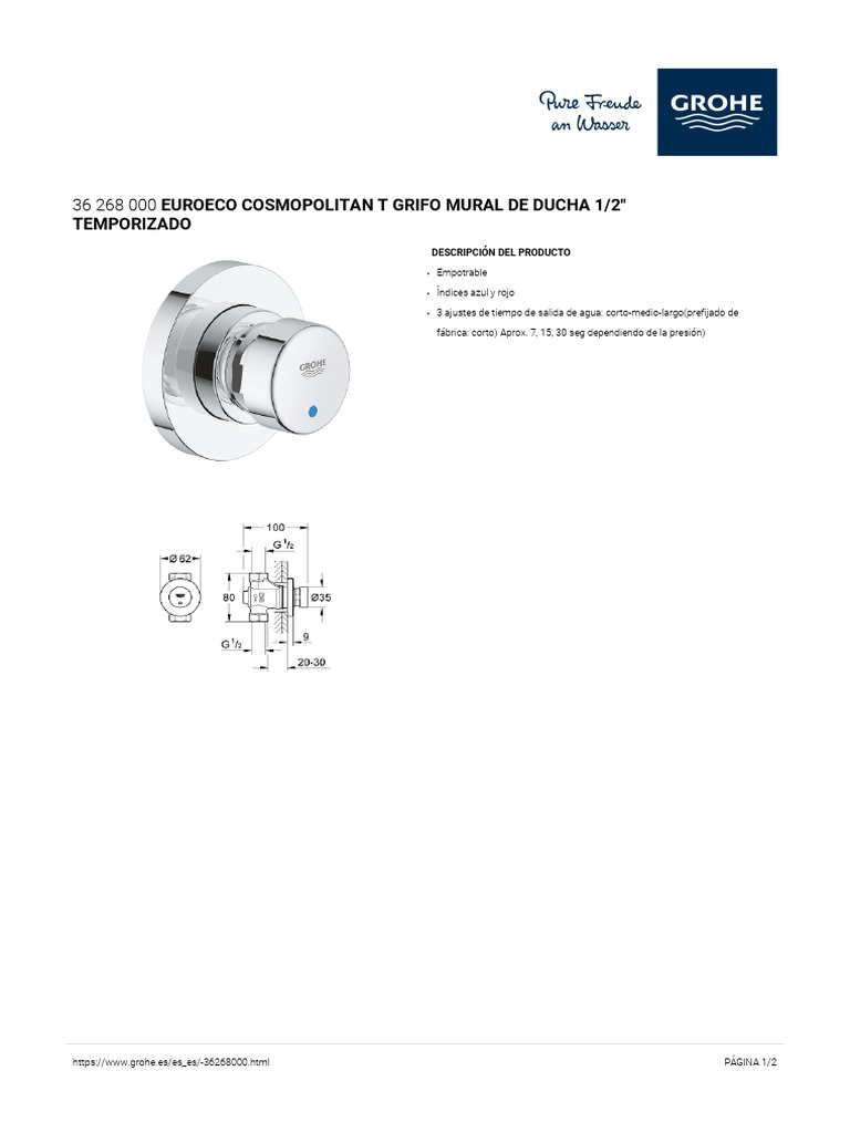 GROHE Specification Sheet 36268000 | PDF