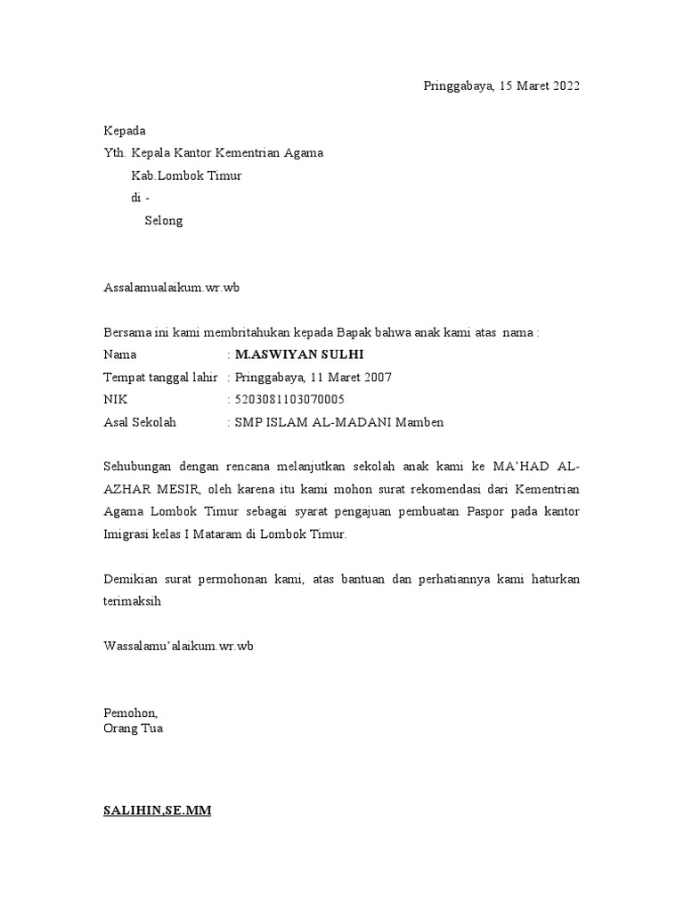 Permohonan REKOM PASPOR | PDF