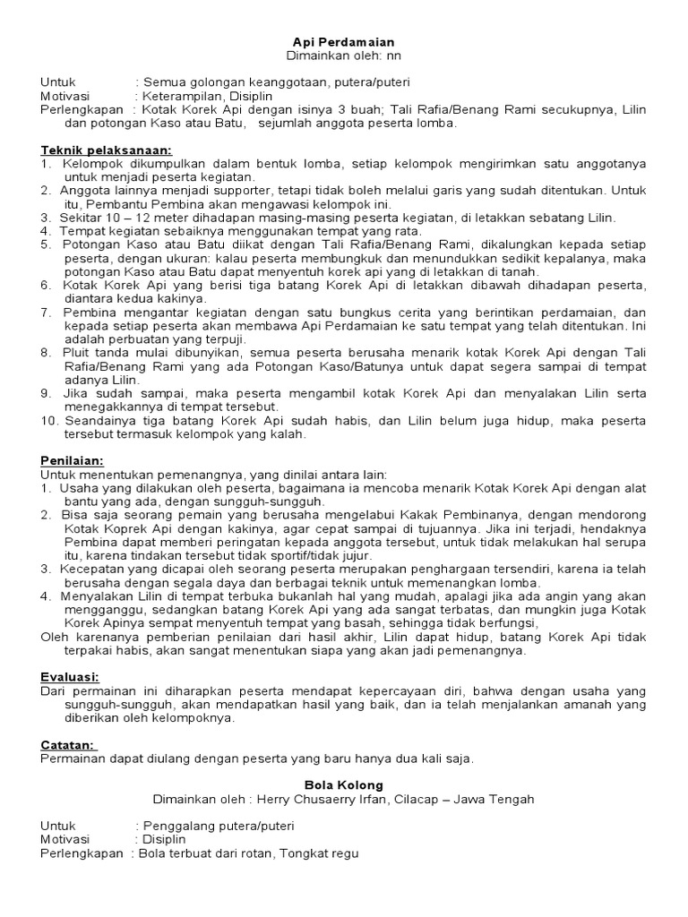 Kumpulan Permainan Pramuka Pdf Griya And Taman