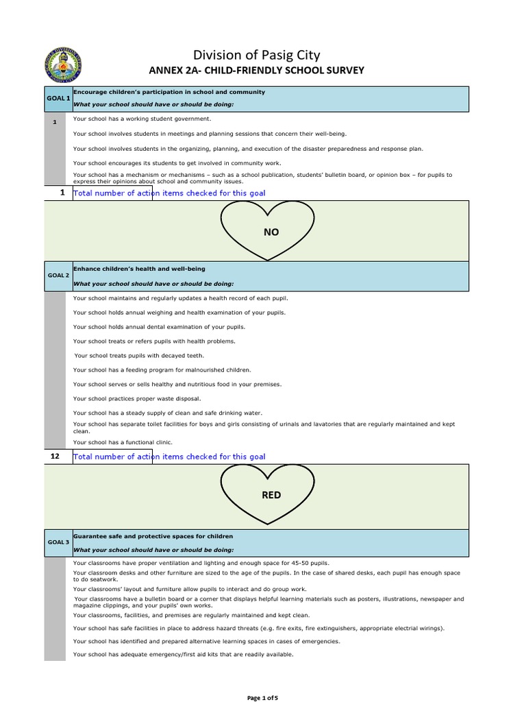 Child-Friendly School Survey Template | PDF | Teachers | Schools