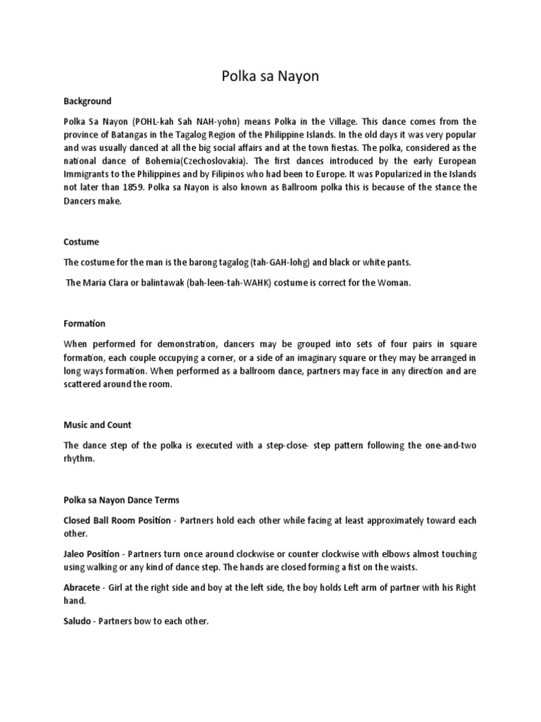 Polka Sa Nayon Literature | PDF