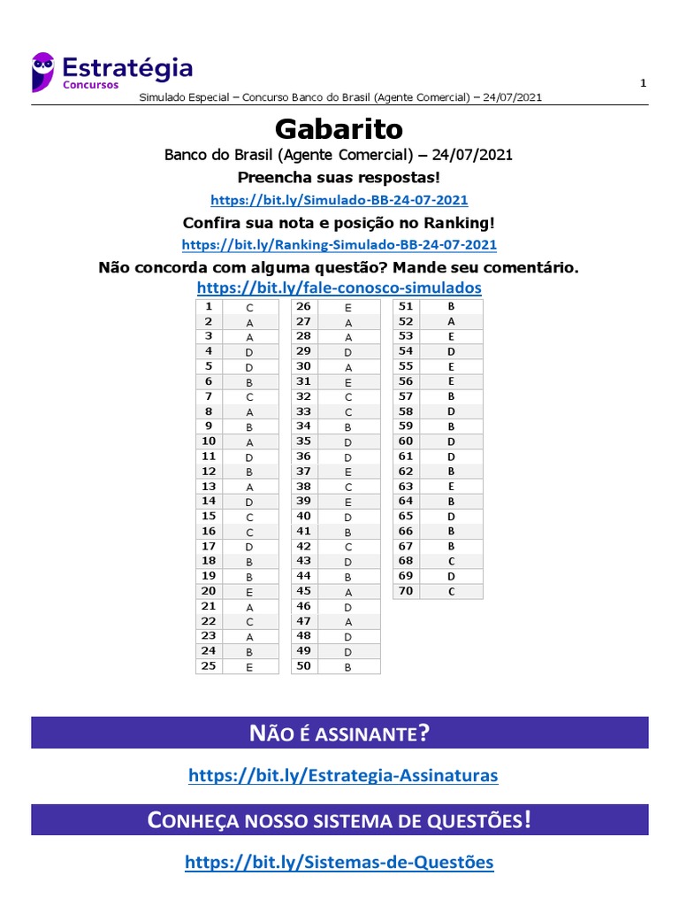 Simulado Estratégia 2021 2 (Gabarito) | PDF