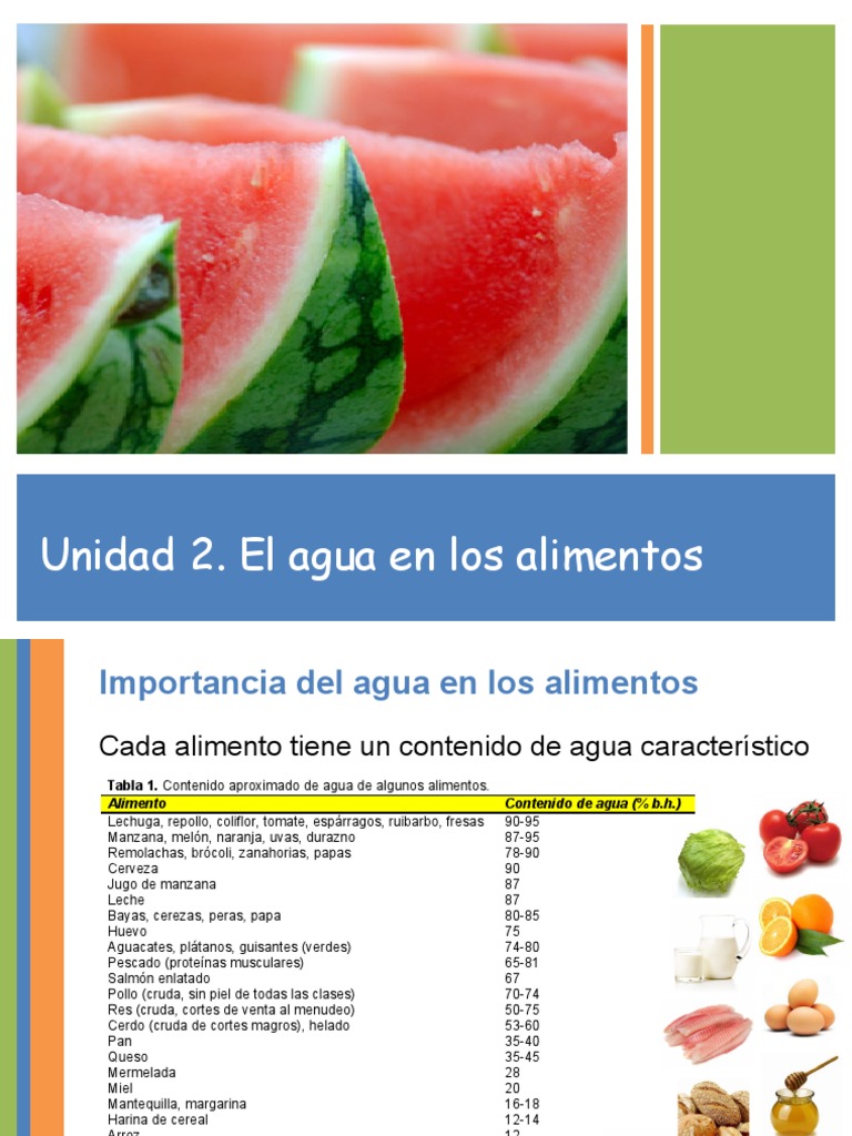 Importancia del Agua en Alimentos | PDF | Polaridad química | Enlace ...