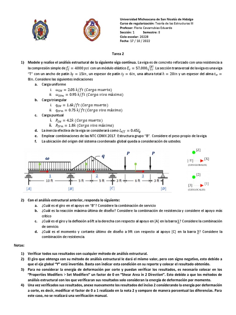 Tarea 2 - Teoría de Las Estructuras III | Descargar gratis PDF | Viga (Estructura) | Mecanica ...