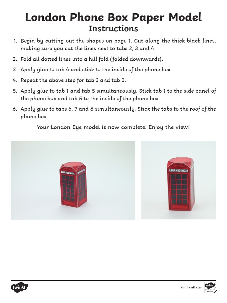T T 17458 London Phone Box Paper Model | PDF