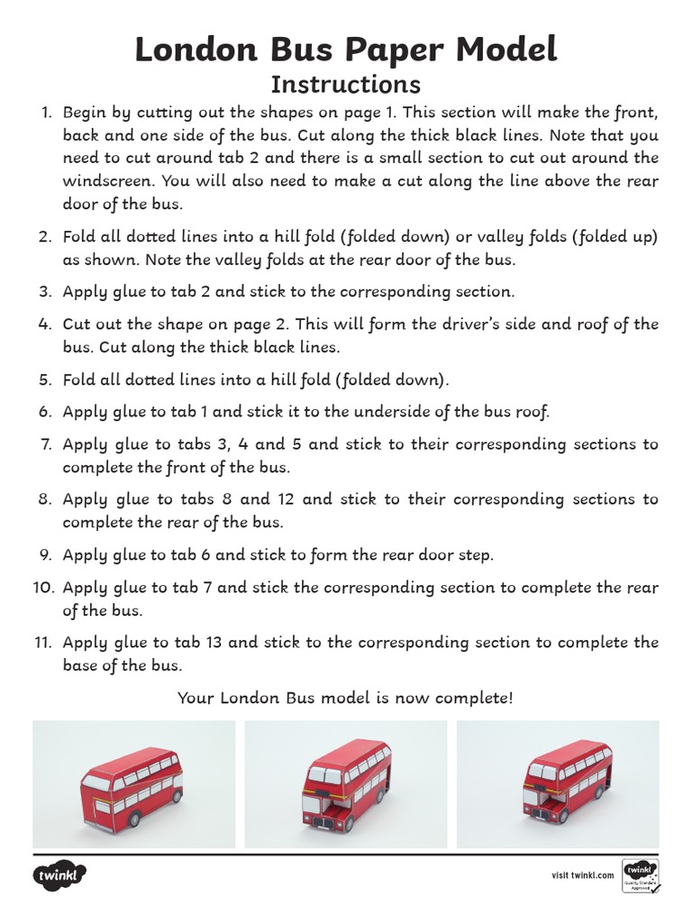 London Bus Papercraft Instructions | PDF