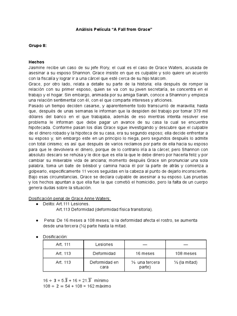Análisis de "A Fall from Grace" | PDF | Asesinato | Homicidio