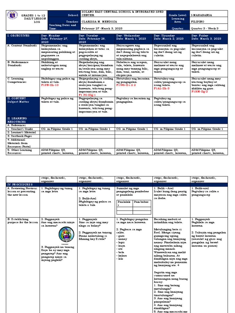 DLP Filipino Q3 Week 3 | PDF