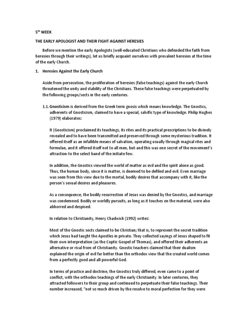 The Early Apologist and Their Fight Against Heresies | PDF | Irenaeus ...