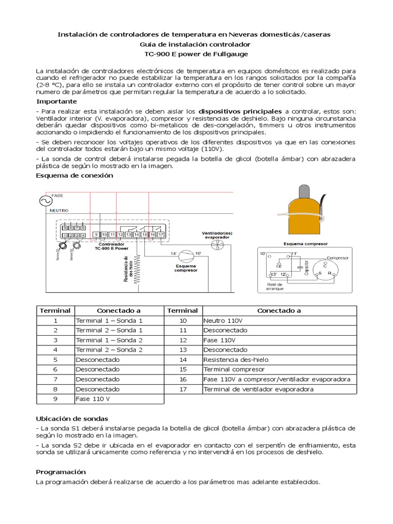 Guía de Instalación Controladores TC-900 en R. Domesticos V1.0 | PDF | Refrigerador | Bienes ...