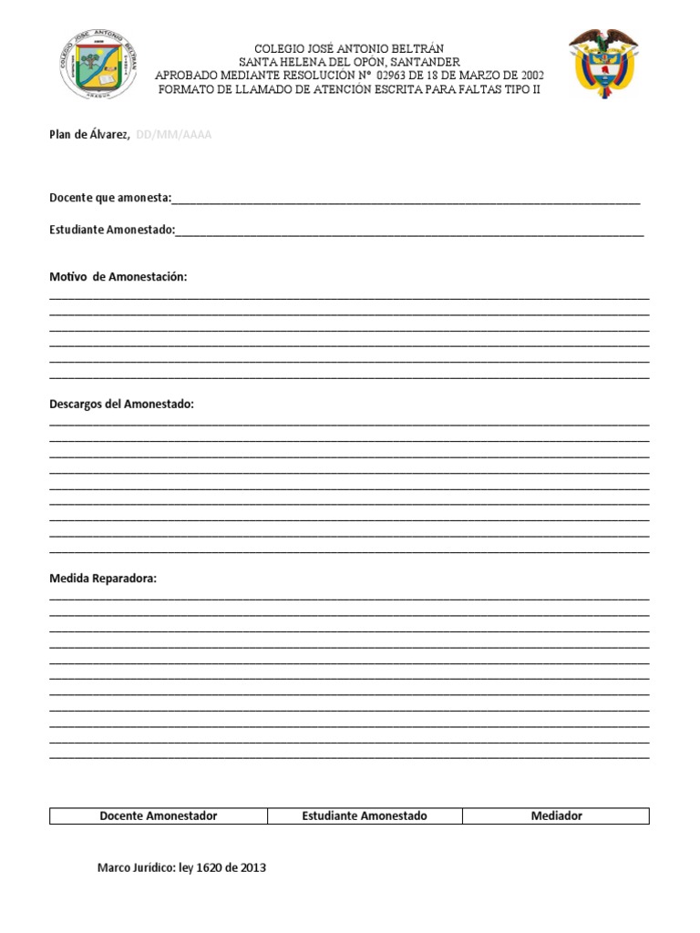 2.formato Conducto Regular Faltas Tipo I | PDF | Justicia | Crimen y ...