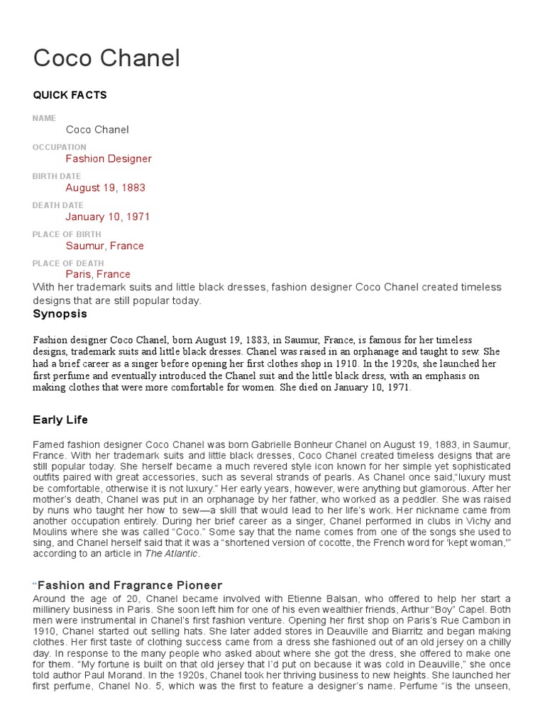 Coco Chanel in Inglese | PDF | Aesthetics | Style