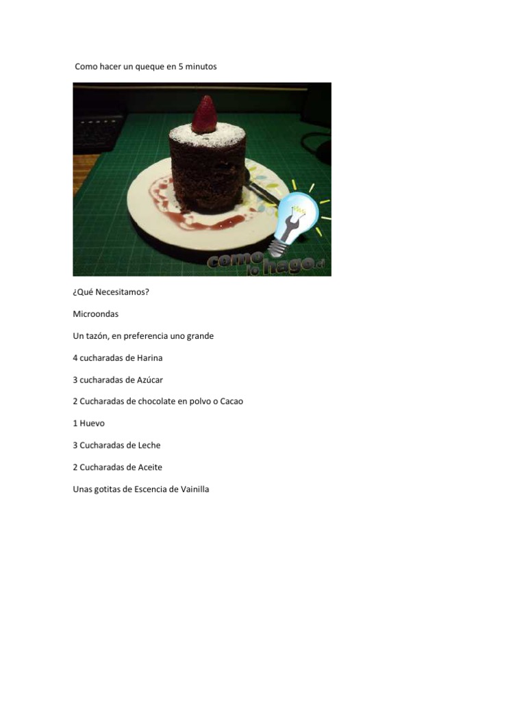 Como Hacer Un Queque en 5 Minutos | PDF | Cocina, comidas y vino ...