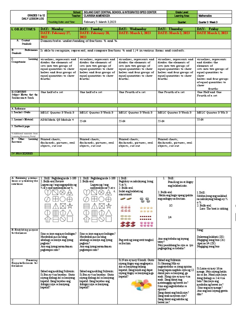 DLP Math Quarter 3 Week 3 | PDF | Behavior Modification | Learning