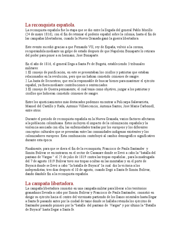 La Reconquista Española y La Campaña Libertadora | PDF | America latina ...