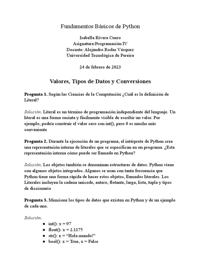 Fundamentos Básicos de Python | PDF | Python (lenguaje de programación) | Lenguaje de programación