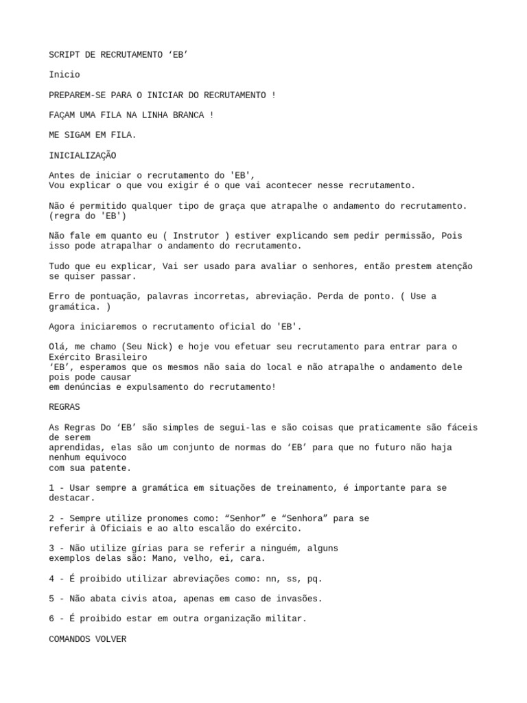 Script | PDF | Exército | Comandos (soldados)