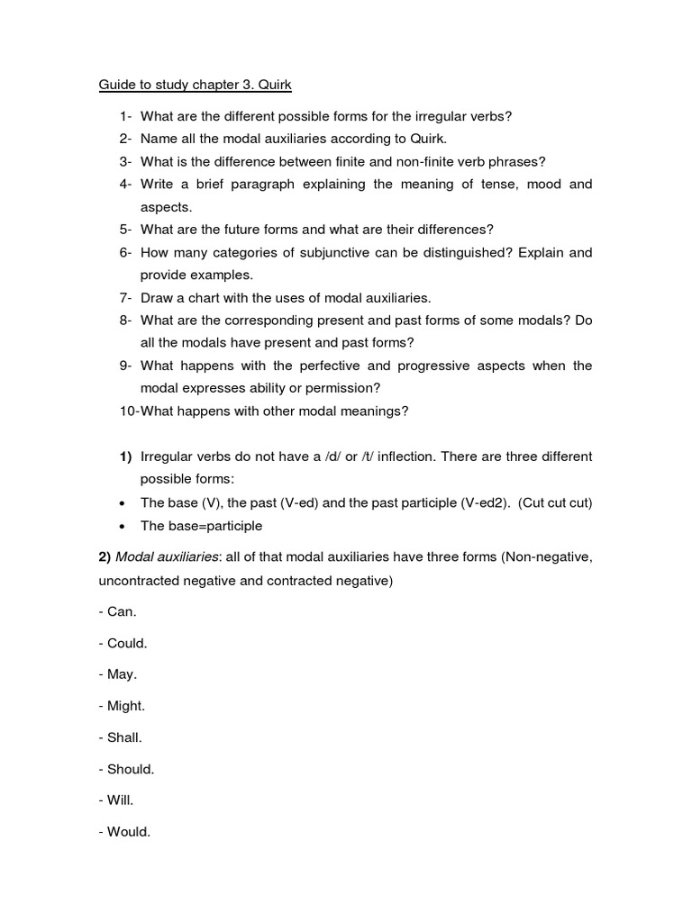 English Grammar: Verbs & Modals | PDF | Verb | Pronoun