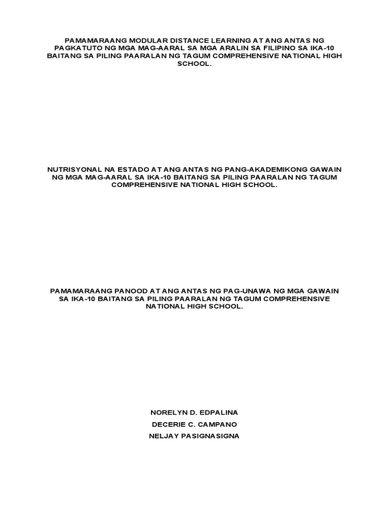 Research Title - Filipino | PDF