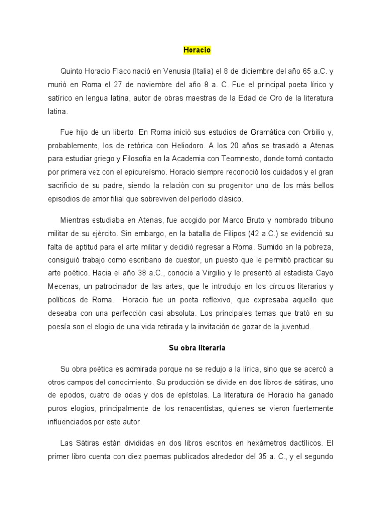Horacio | PDF | Horacio | Virgilio