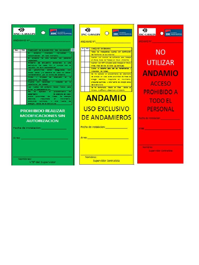 Tarjeta de Andamios | PDF
