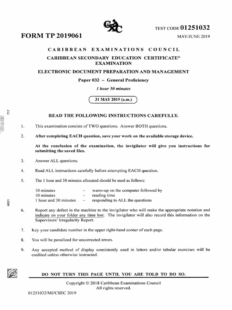 Csec 2019 Edpm MJ p032 | PDF