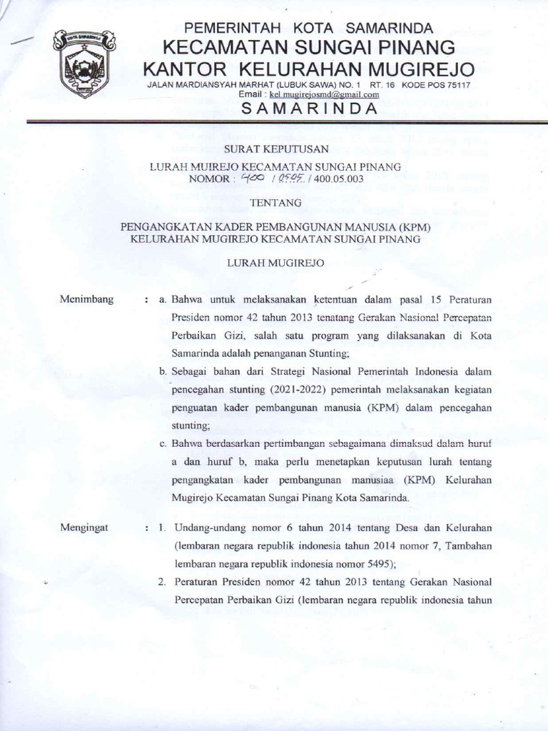 SK KPM Mugirejo Kota Samarinda | PDF