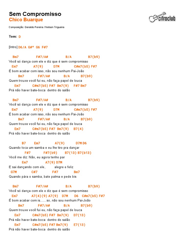 Cifra Club - Chico Buarque - Sem Compromisso | PDF