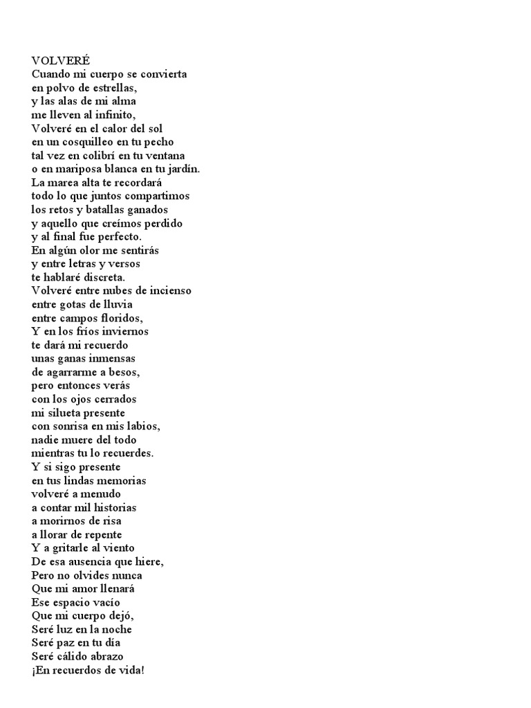 Volveré: Poema de Recuerdos y Amor | PDF